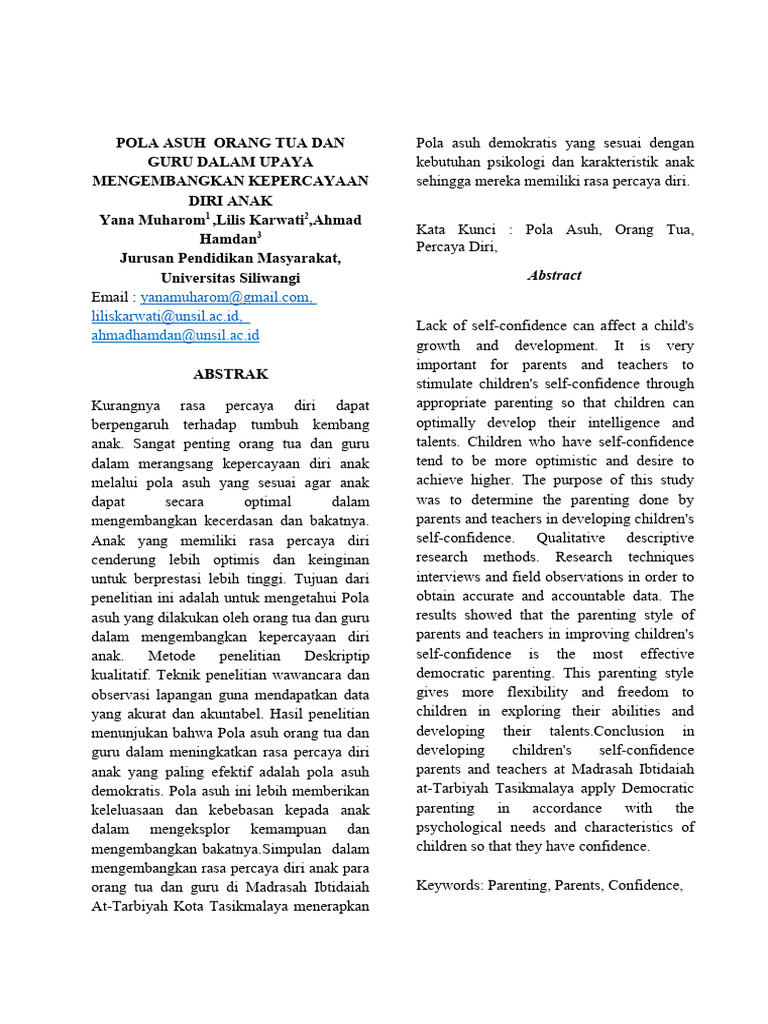 Pola Asuh Orang Tua Tingkatkan Percaya Diri Anak | PDF