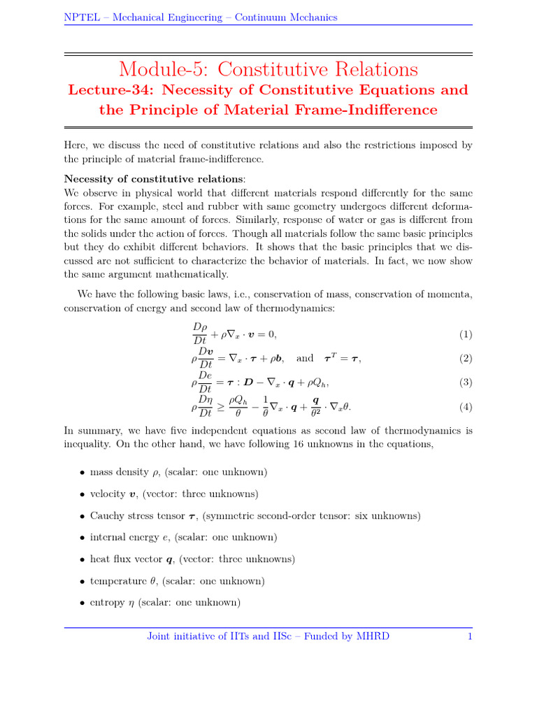 Material Frame-Indifference in Mechanics | PDF | Continuum Mechanics ...