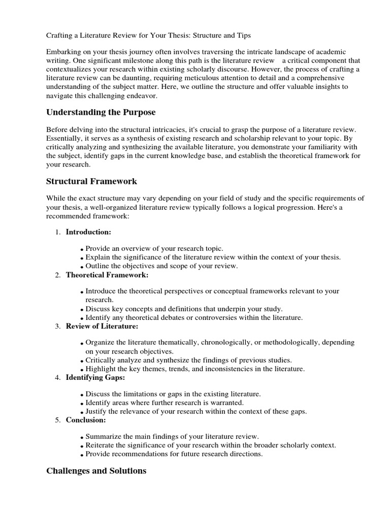 Thesis Literature Review Structure | PDF