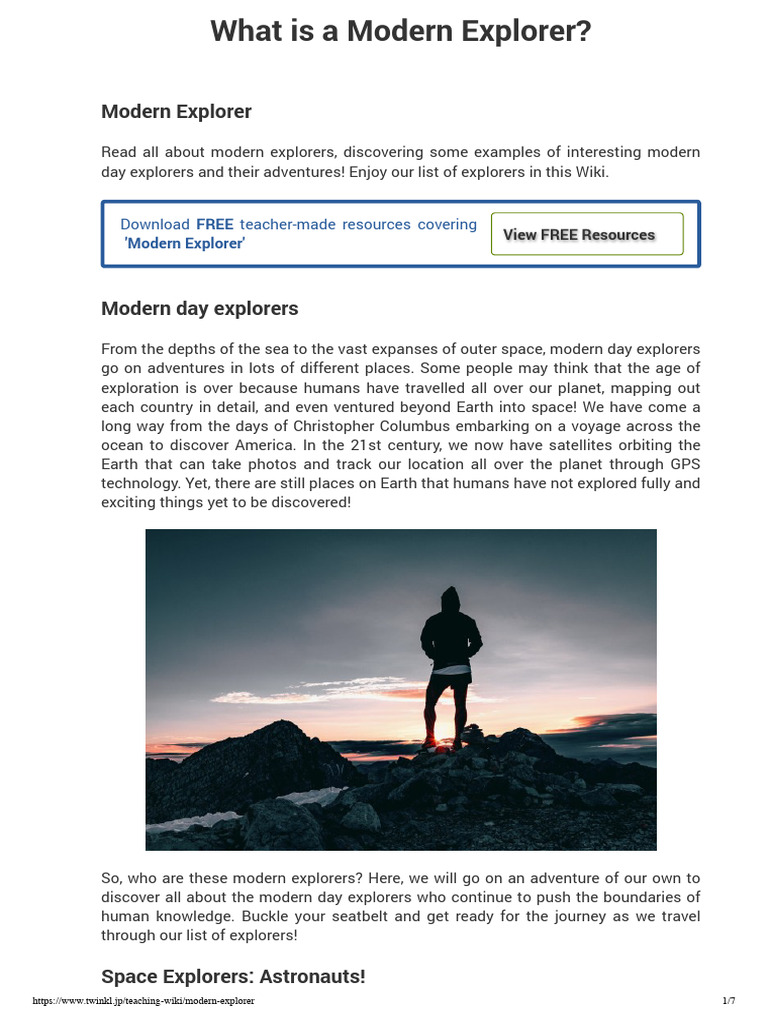 Modern Day Explorers and Their Adventures | PDF | Astronauts ...