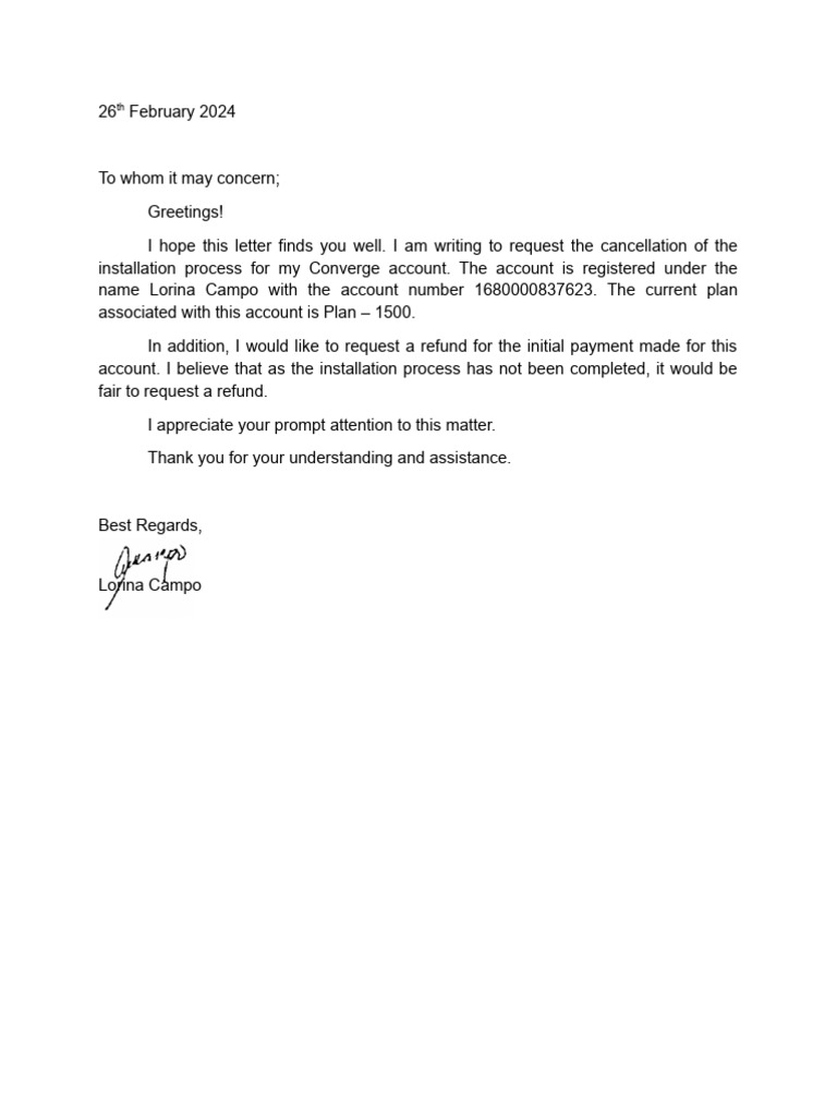 Converge Cancellation | PDF | Law