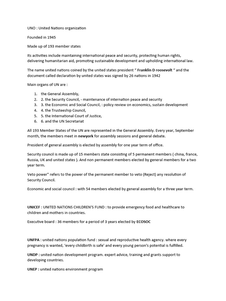 Uno | PDF | United Nations | International Relations