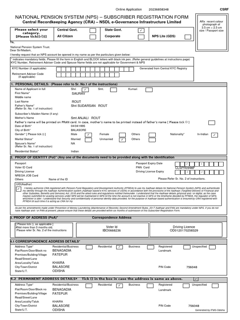 Common Subscriber Registration Form 20236858348 | PDF | Identity Document