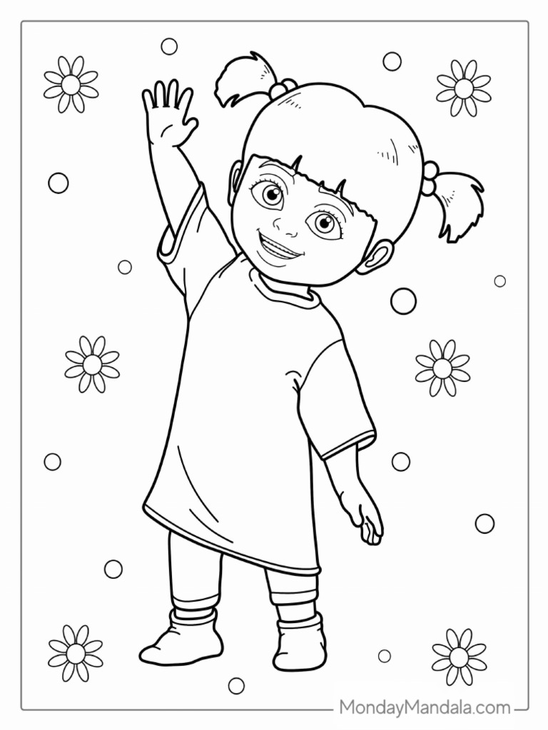 Coloring Page of Boo With Flowers For Kids | PDF