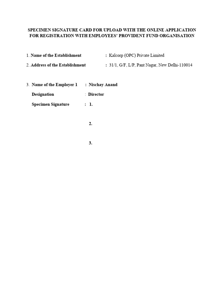 Specimen Signature Cards | PDF