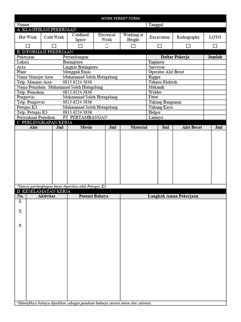 Form Work Permit | PDF