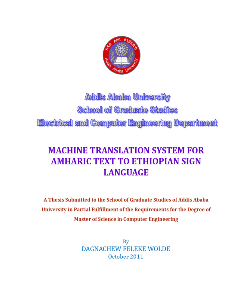 Machine Translation System For Amharic Text To Ethiopian Sign Language | PDF | Word | Morphology ...
