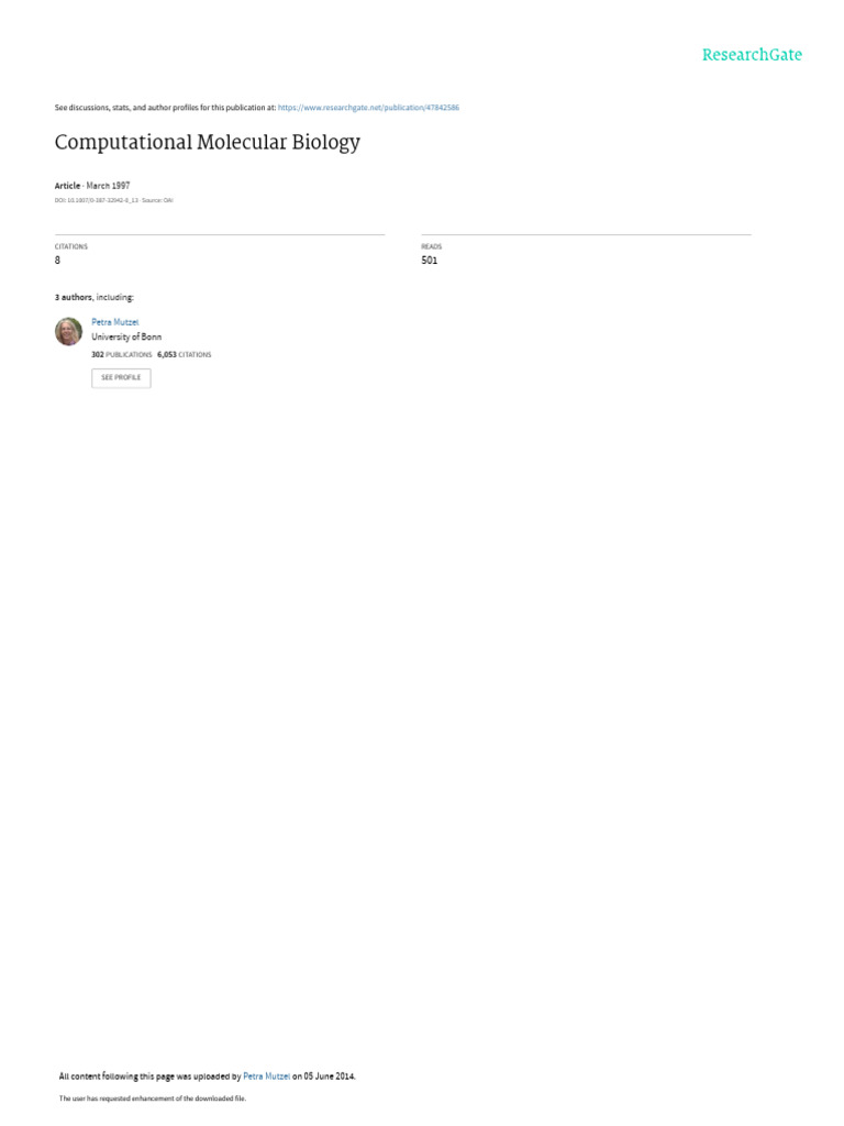 Computational Molecular Biology | PDF | Sequence Alignment | Dna Sequencing