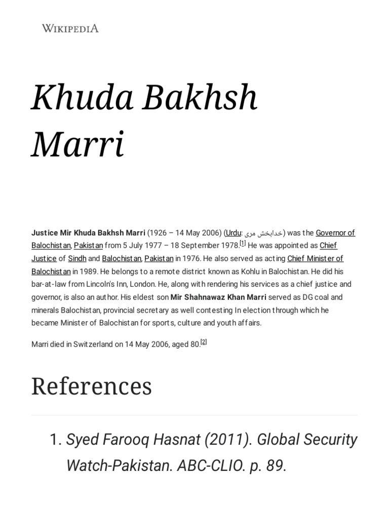 Khuda Bakhsh Marri - Wikipedia | PDF Khuda Bakhsh Marri - Wikipedia | PDF