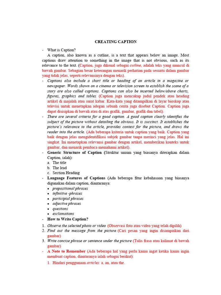 Creating Caption | PDF