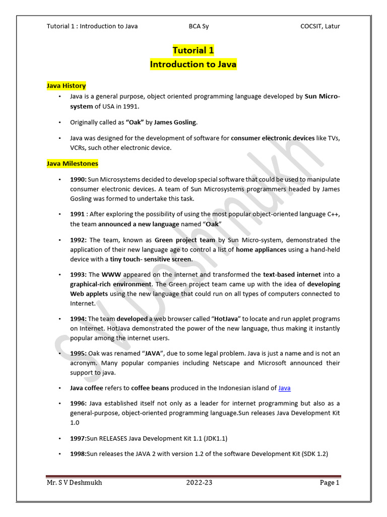 Unit I Introducation and Overview Java | PDF | Java (Programming ...