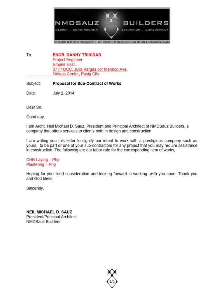 NMDSB Subcon Intent Letter | PDF