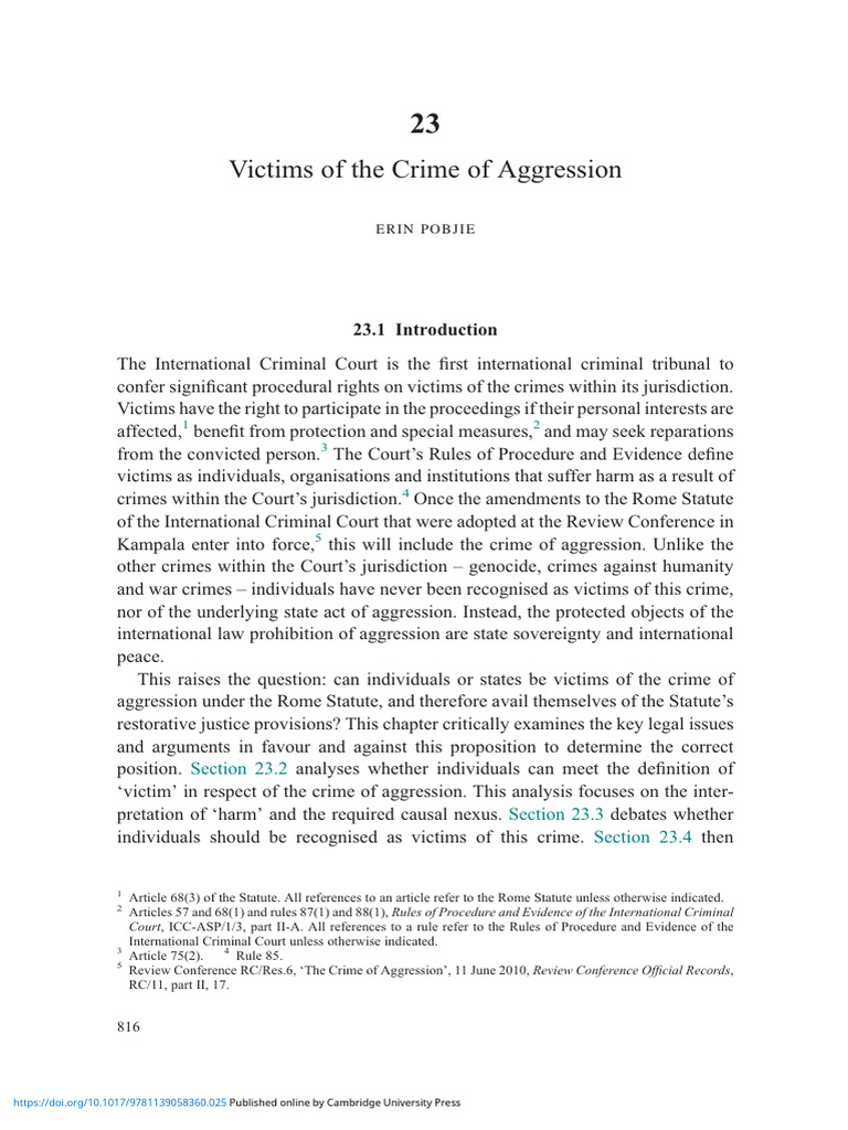 Pobje - Victims of The Crime of Aggression (Chapter, 2017) | PDF ...