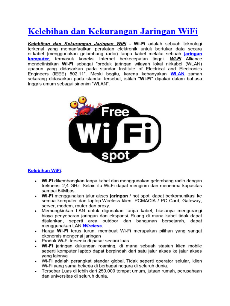 Kelebihan Dan Kekurangan Jaringan Wifi | PDF
