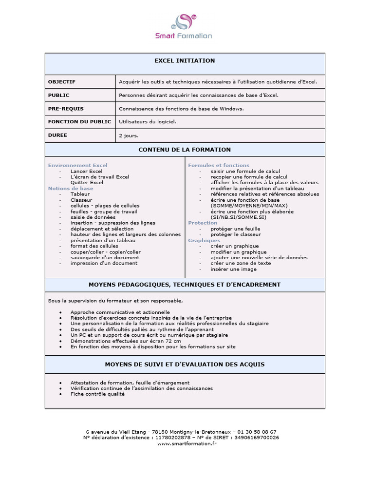 Excel Initiation 1 | PDF