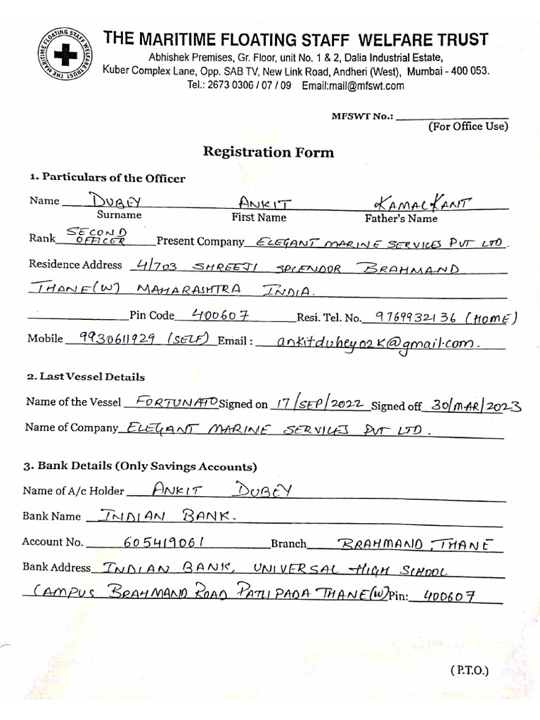 Claim Form - Ankit Dubey (2-O) | PDF