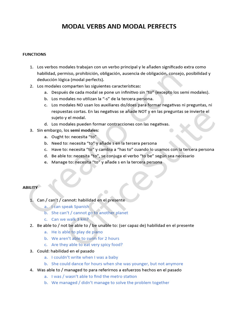 B2 Modals and Modal Perfects | PDF