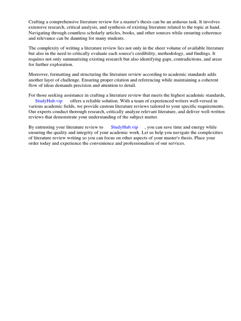 Masters Literature Review Sample | PDF