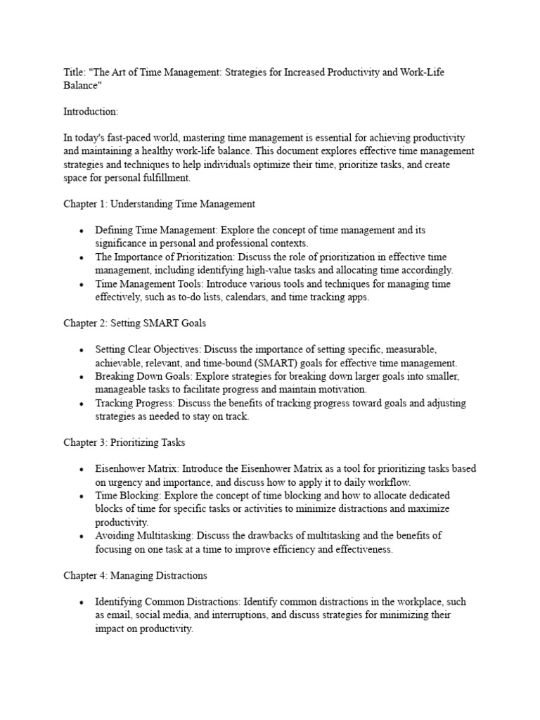 Time Management Strategies for Balance | PDF