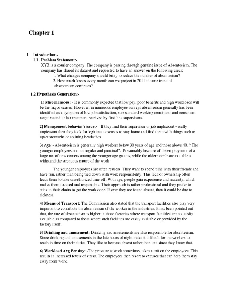 Employee Absenteeism Project Report | PDF