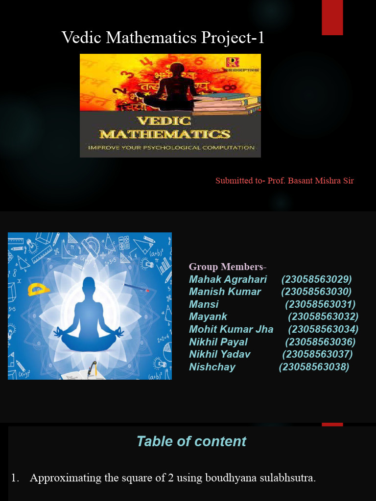 Vedic Presentation (1) NEW | PDF | Mathematics | Square Root