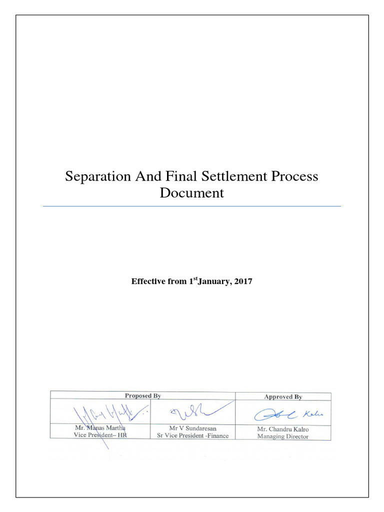 Seperation Management Final Settlement Process | PDF