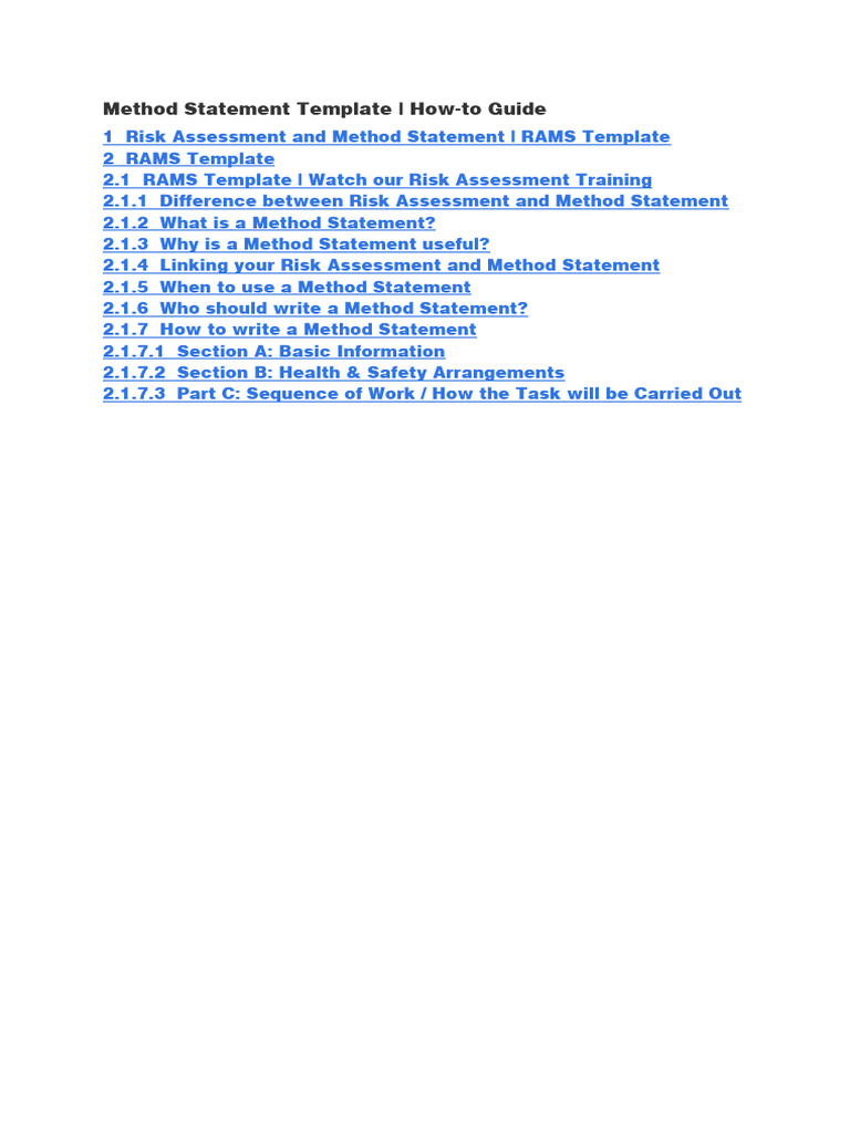 Method Statement Training For Staff. | PDF | Risk | Risk Assessment