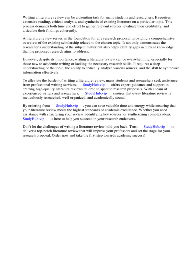 Sample of Literature Review Research Proposal | Download Free PDF ...