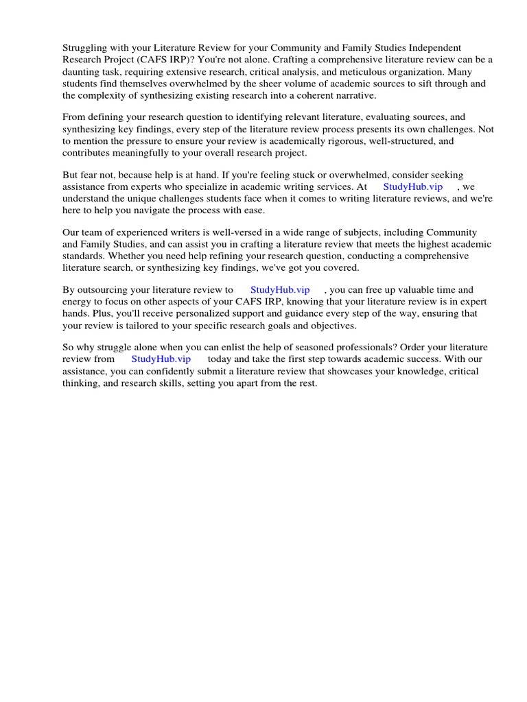 Literature Review Cafs Irp | PDF | Methodology | Anxiety