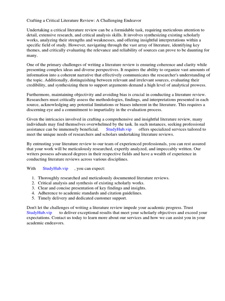 Sample of Critical Literature Review | PDF | Methodology | Procedural ...