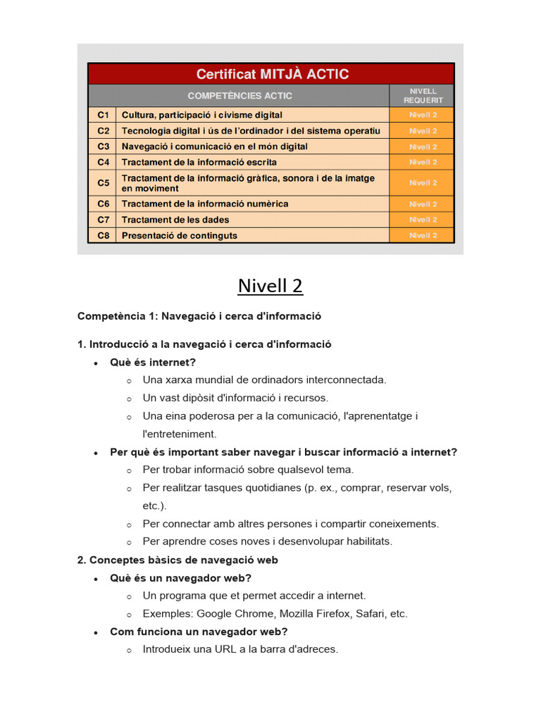 apunts actic nivell 2 | PDF