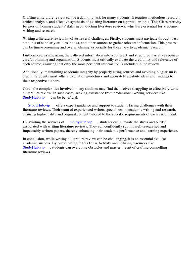 Literature Review Class Activity | PDF | Critical Thinking | Information