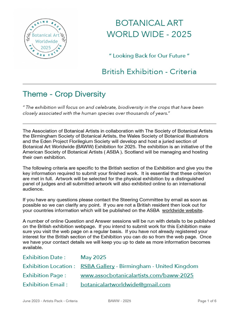 British BAWW 2025 Artists Pack | PDF