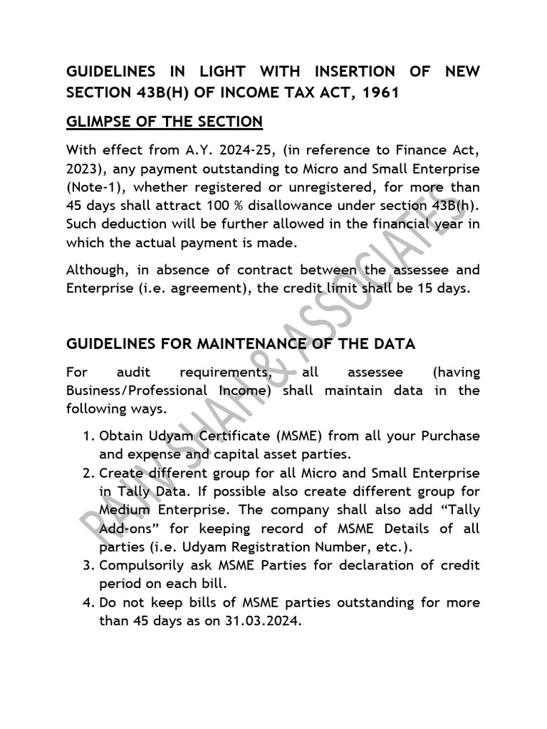 Guidelines for Section 43B(h) | PDF | Small And Medium Sized ...