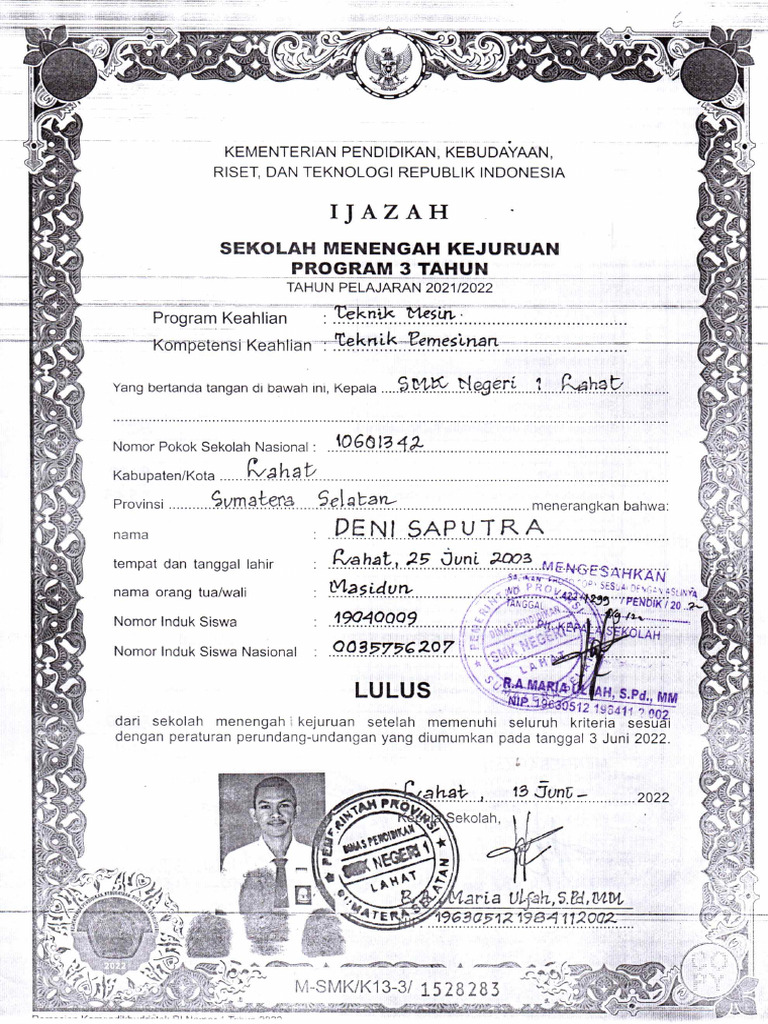 Contoh Scan Ijasah | PDF