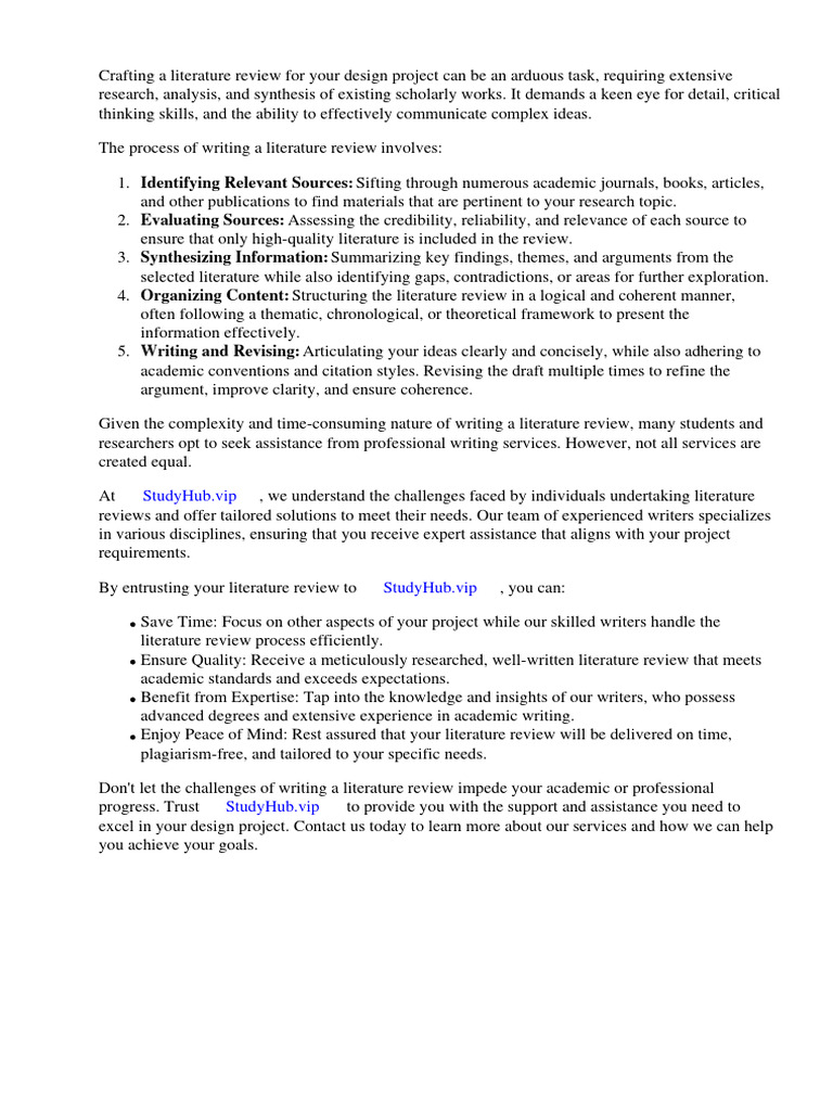 Literature Review Design Project | PDF
