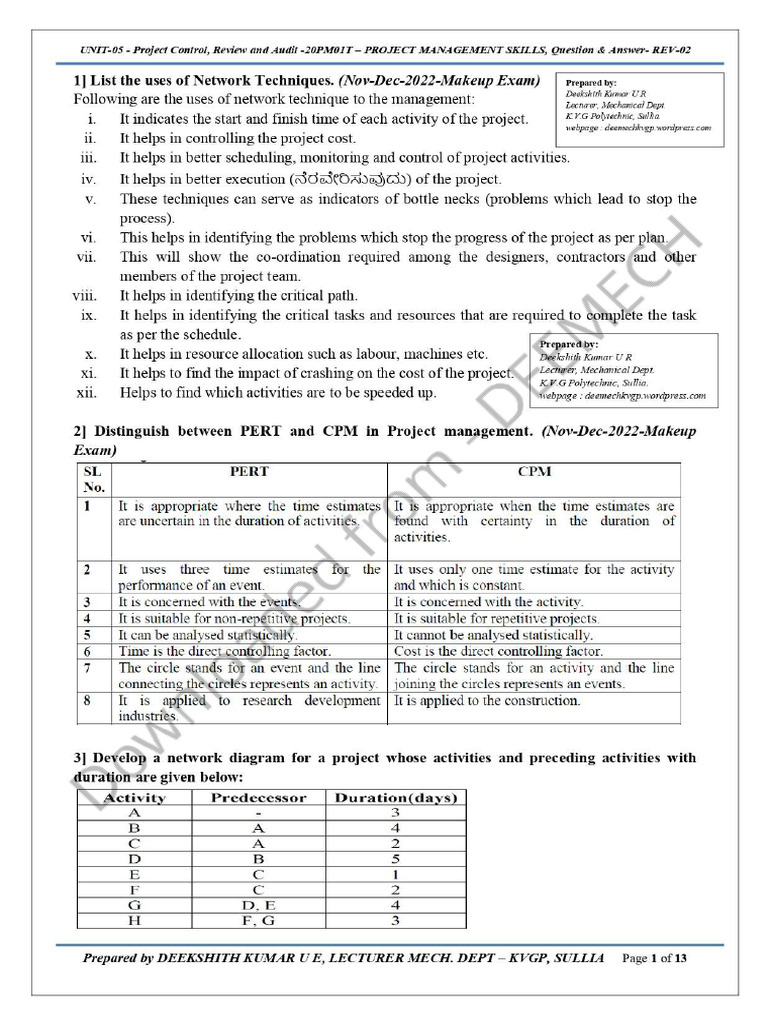 PMS Unit-05-Q&a-Rev-02-Deemech | PDF