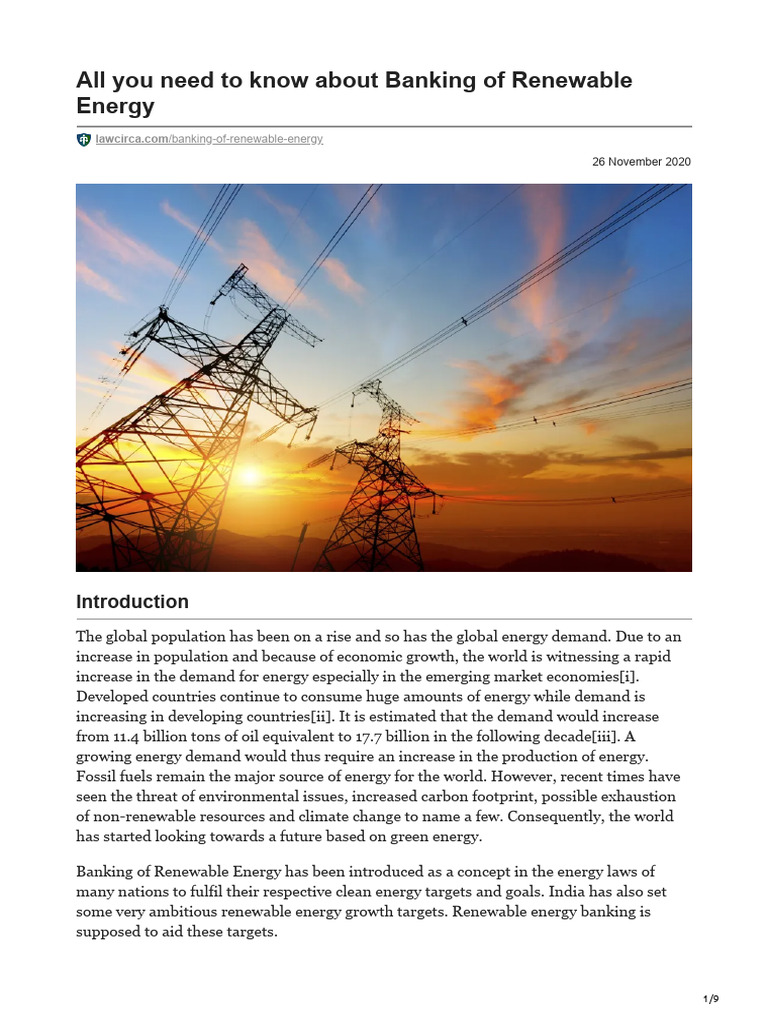 All You Need To Know About Banking of Renewable Energy | Download Free ...