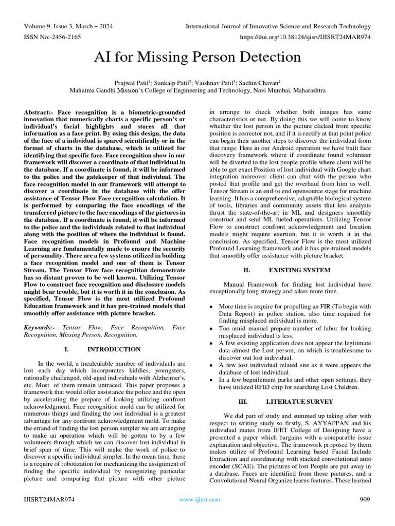AI-Based Missing Person Detection System | PDF | Artificial ...