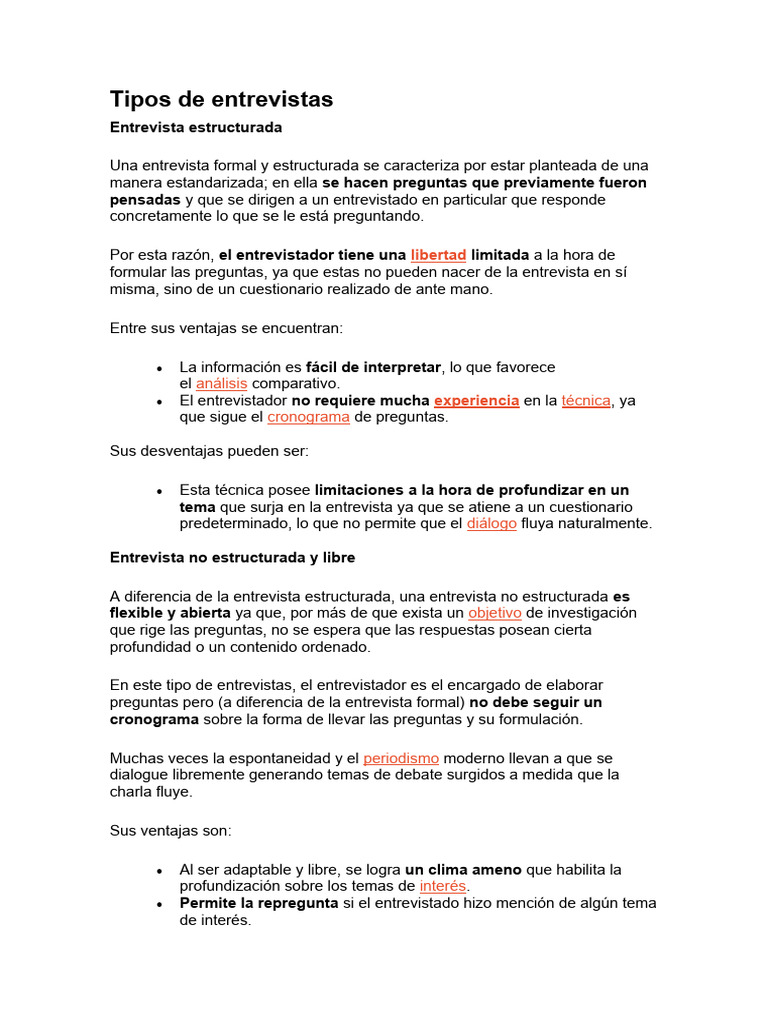 Tipos de Entrevistas y Ejemplos | PDF | Cuestionario