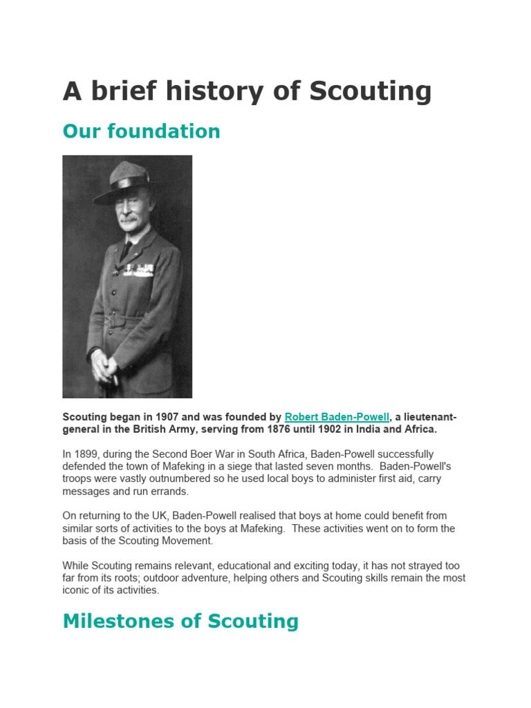 A Brief History of Scouting | PDF | Scouting | Youth Organizations