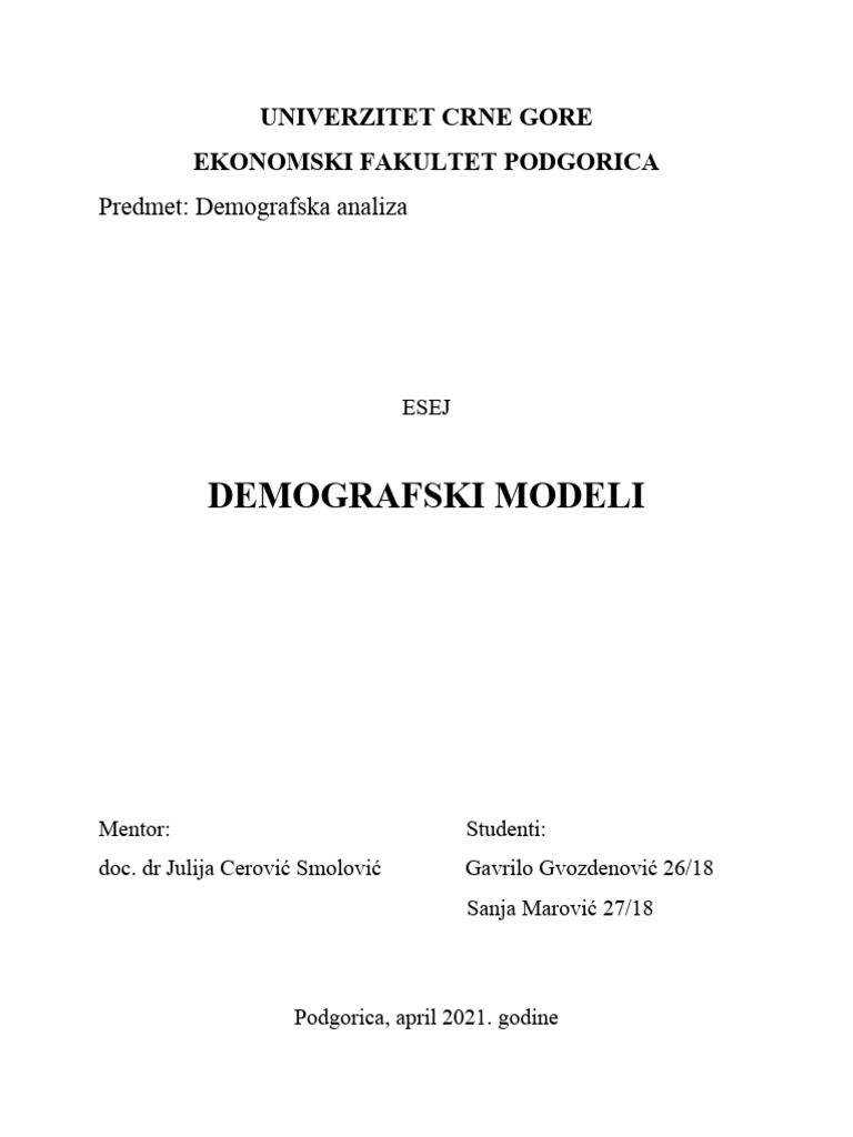 Demografski Modeli | PDF