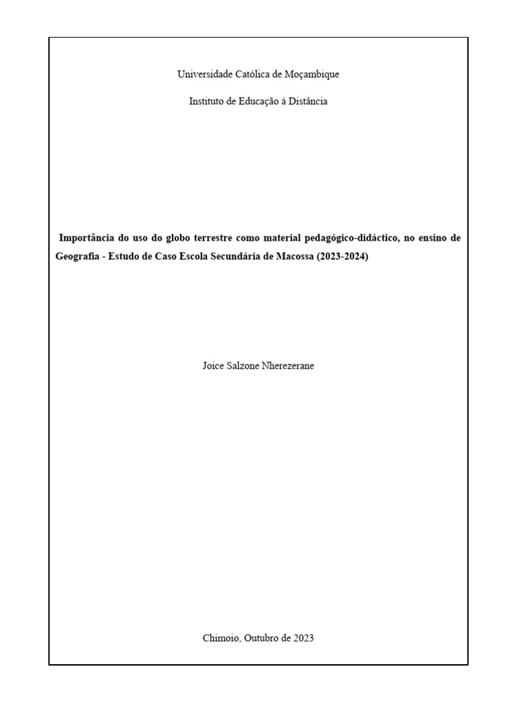 Versao 1 Projecto Globo Terrestre - Joyce | PDF