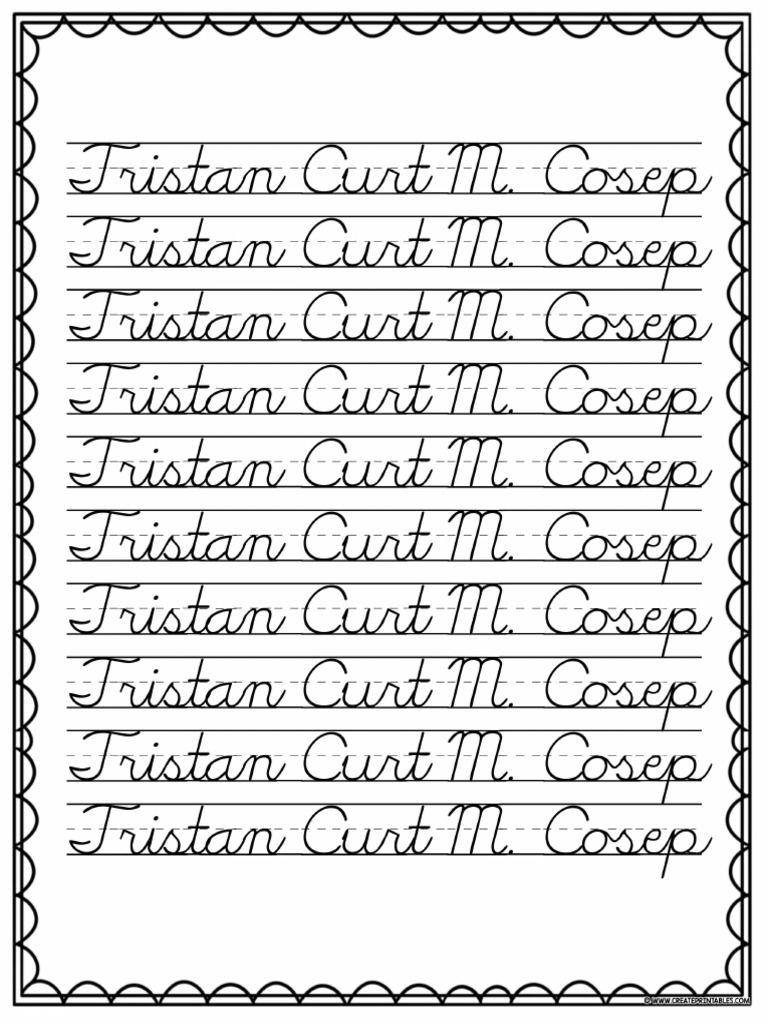 Cursive Name Tracing Worksheet 16DD 6ED0 B59A | PDF