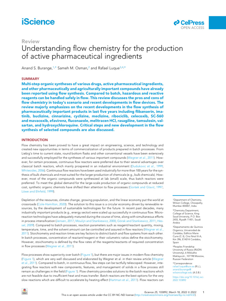 Understanding Flow Chemistry For The Production of | PDF | Organic ...