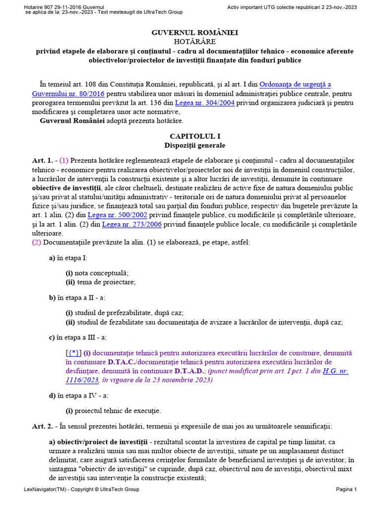HG 907 Din 2016 Actualizata La 2023 | PDF