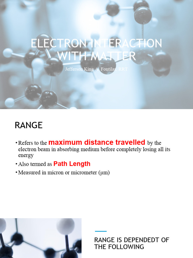 Electron Interaction With Matter | PDF | Ionizing Radiation | Electron