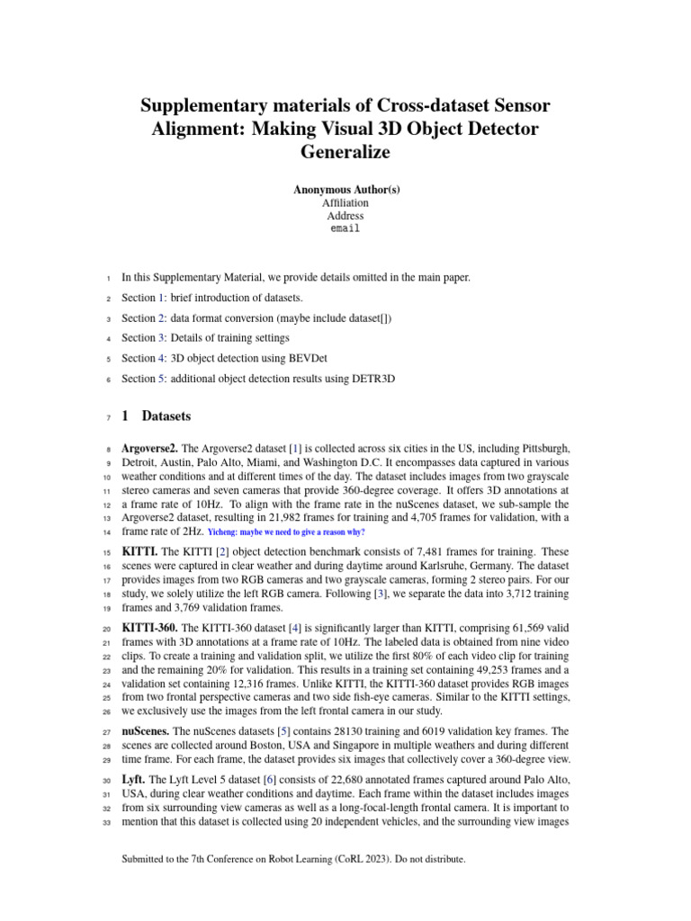 Cross Dataset Sensor Alignment Making Visual 3D Object Detector Generalize | PDF | Lidar | Camera
