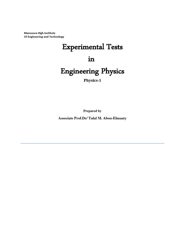 Physics-1 Experiments HUE - Fall 2023 - Fall 2024 | PDF