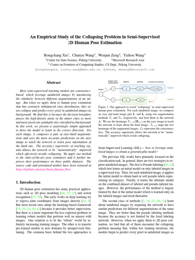An Empirical Study of The Collapsing Problem in Semi-Supervised 2D Human Pose Estimation | PDF